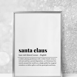 Santa Claus Definition Print, Christmas Wall Decor, Christmas Wall Art ...