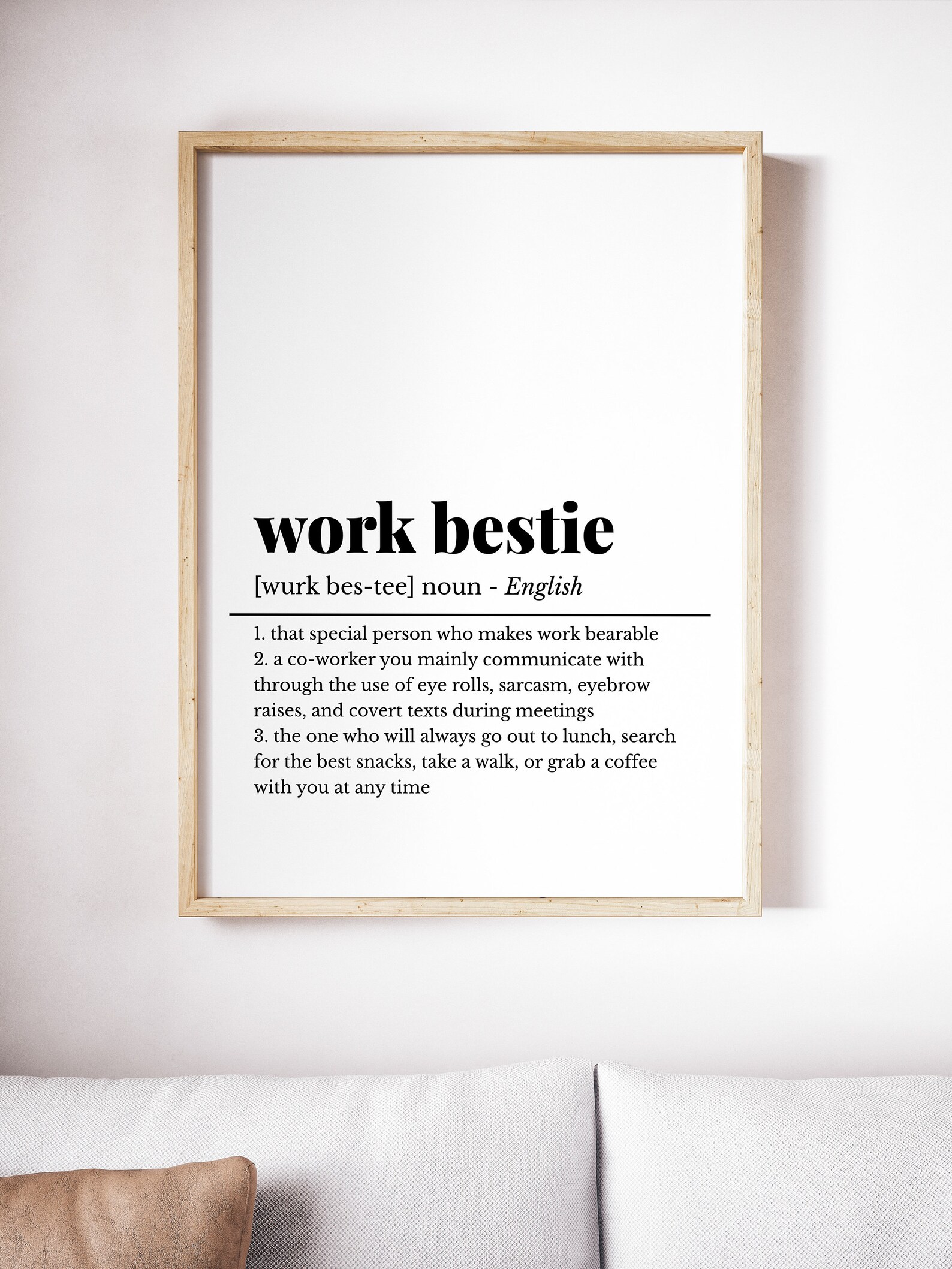 Work Bestie Definition Print, Work Bestie Gift, Coworker Gift, Gift for ...