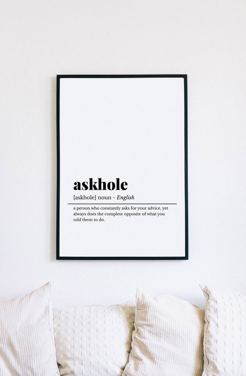 Funny Home Office Poster Askhole Definition Print Askhole - Etsy