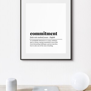 Commitment Definition Print, Office Wall Art, Printable Wall Art ...