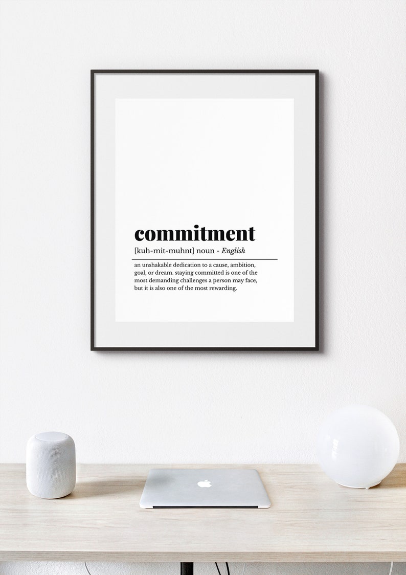 Commitment Definition Print Office Wall Art Printable Wall - Etsy