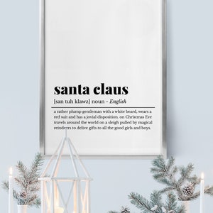 Santa Claus Definition Print, Christmas Wall Decor, Christmas Wall Art ...