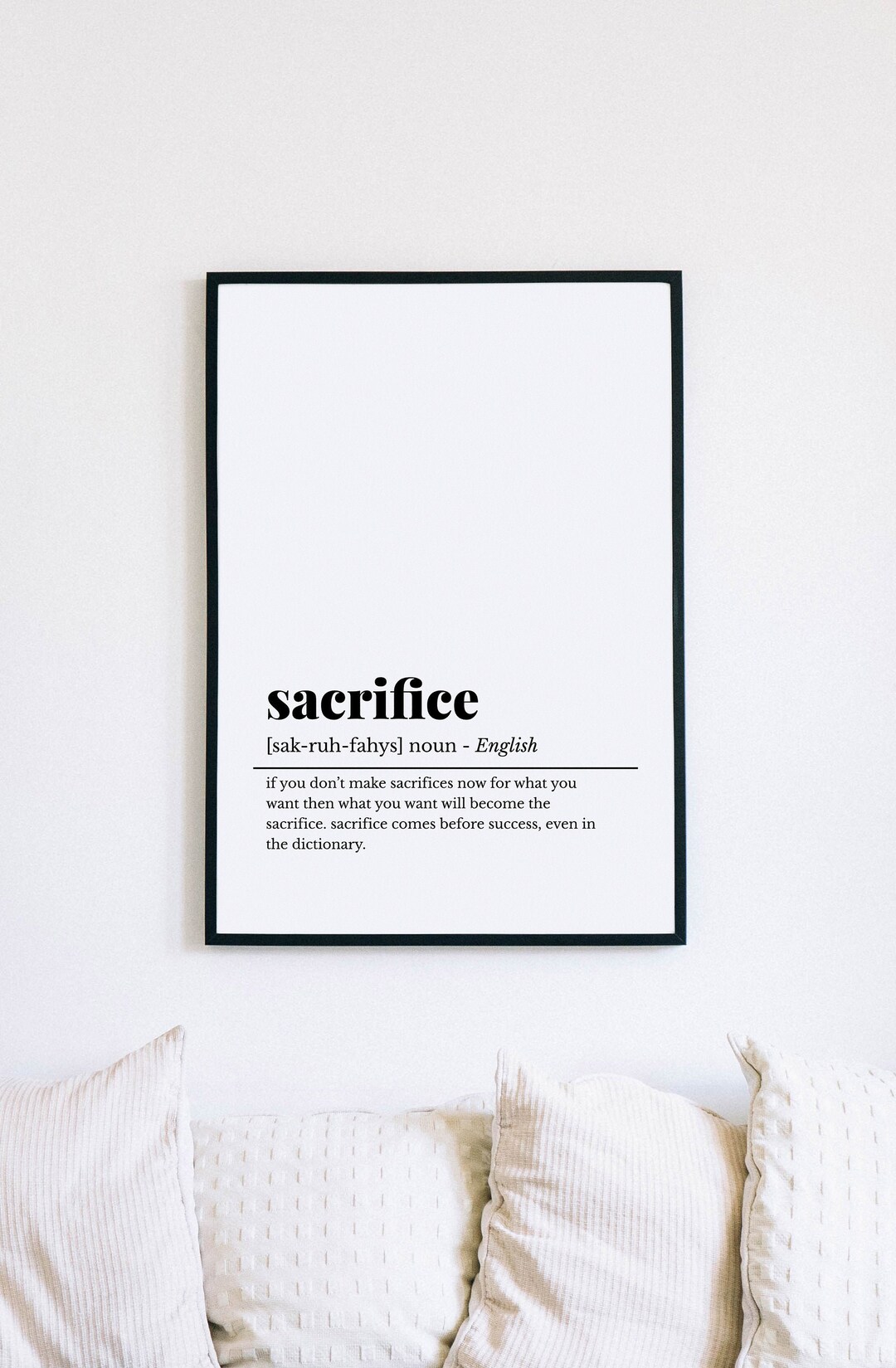 Sacrifice Definition Print, Home Office Decor, Motivational Wall Decor ...