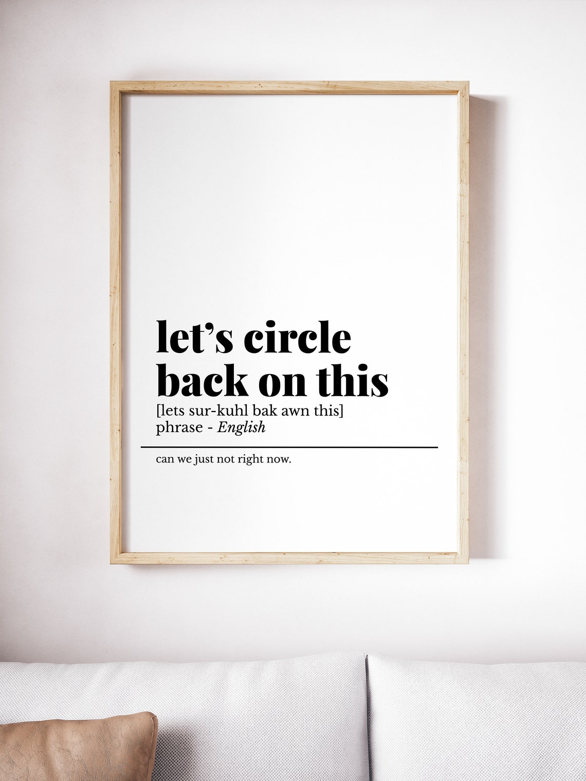 Let's Circle Back on This, Funny Home Office Decor, Definition Print ...