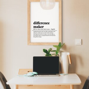 Difference Maker Definition Print, Best Friend Gift, Mentor Gift ...