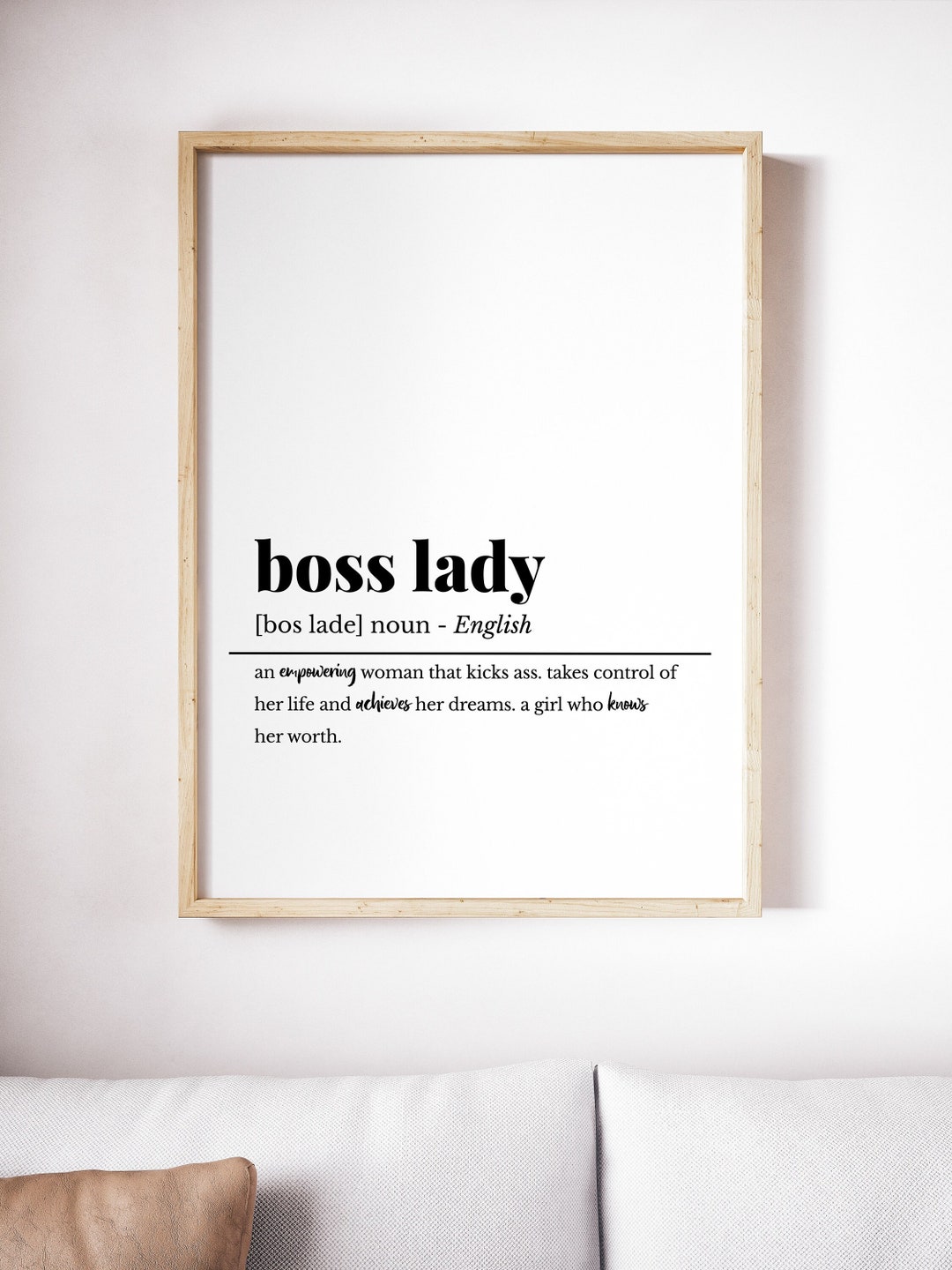 Boss Lady Definition, Boss Gift, Printable Office Decor, Boss Lady Sign ...