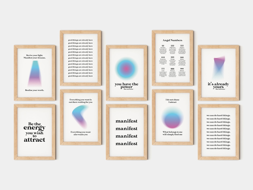 Manifest Wall Art, Gallery Wall Set, Law of Attraction, Aura Poster ...