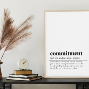 Commitment Definition Print, Office Wall Art, Printable Wall Art ...