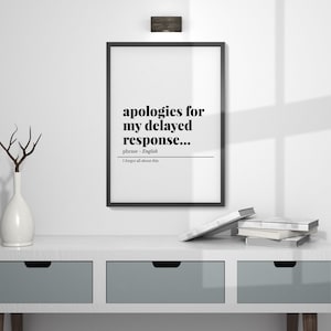 Funny Home Office Poster, Office Wall Art, Delayed Response, Definition ...