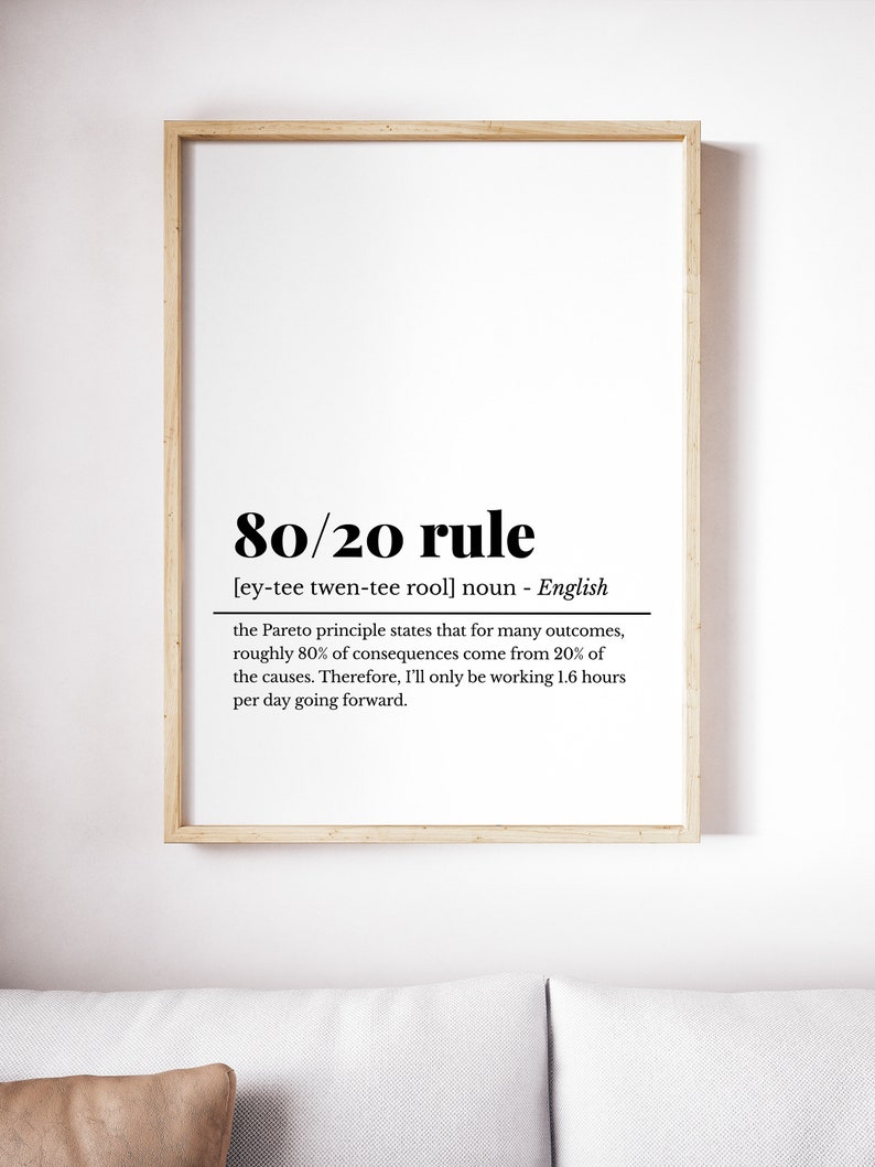 Definition Poster 80/20 Rule Definition Entrepreneur Art - Etsy