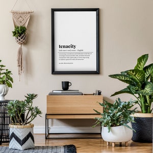 Tenacity Definition Print, Motivational Poster, Office Wall Art ...