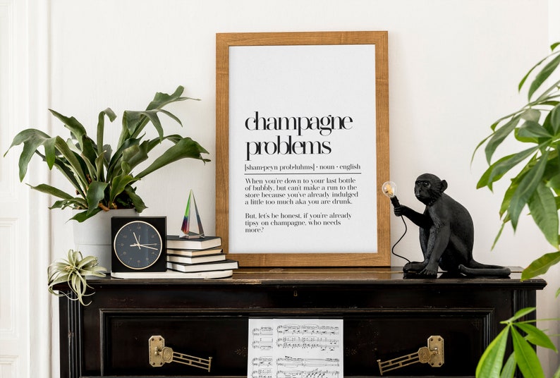 Champagne Problems Definition Print Champagne Wall Art Bar - Etsy