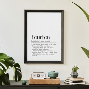 Bourbon Definition Print, Bourbon Wall Art, Bar Cart Decor, Bar Poster ...