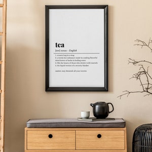 Tea Definition Print, Tea Lover Gift, Kitchen Printable Wall Art ...