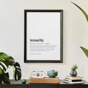 Tenacity Definition Print, Motivational Poster, Office Wall Art ...