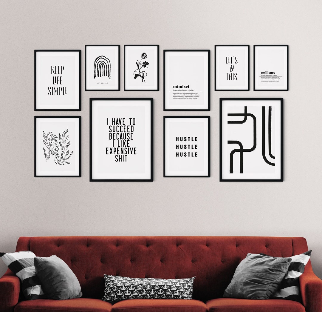 Office Gallery Wall Set, 10 PRINTABLES, Home Office Decor, Motivational ...