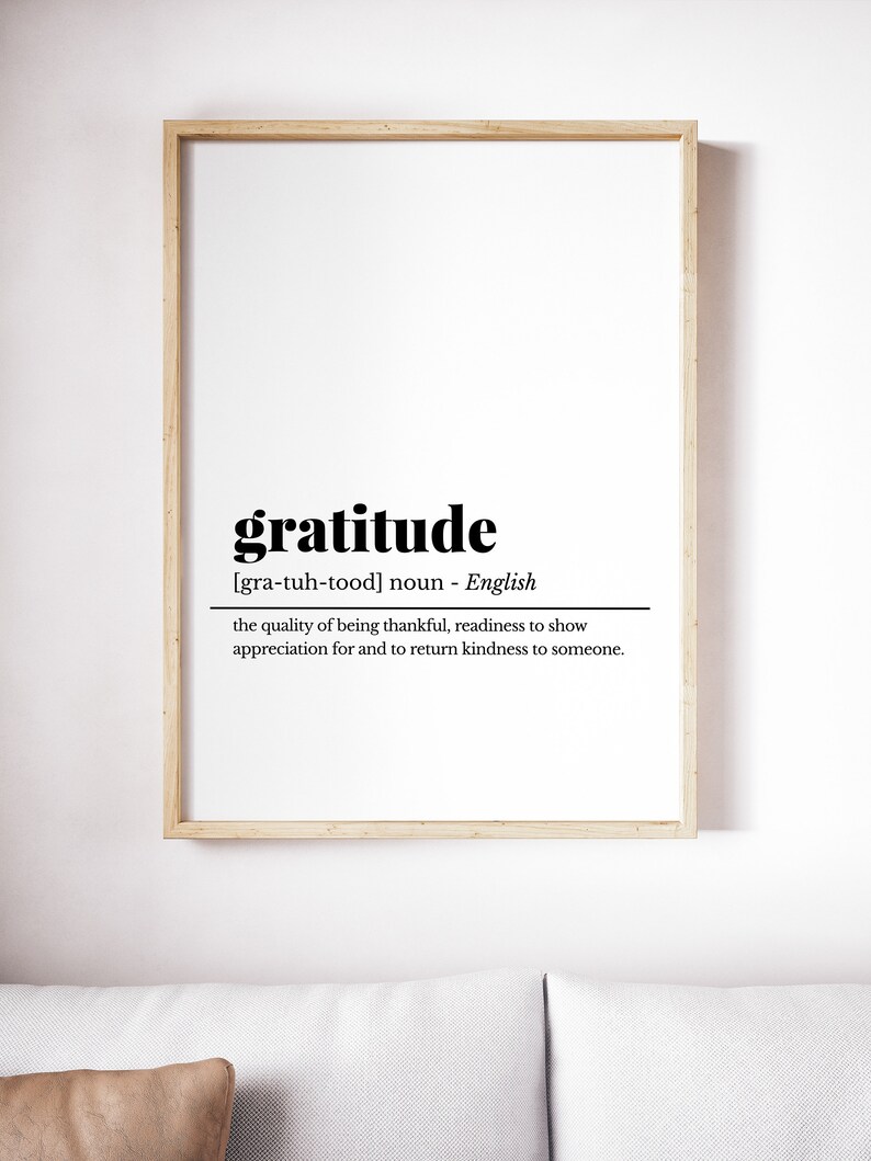 Gratitude Definition, Gratitude Print, Gratitude Poster, Gratitude Wall ...