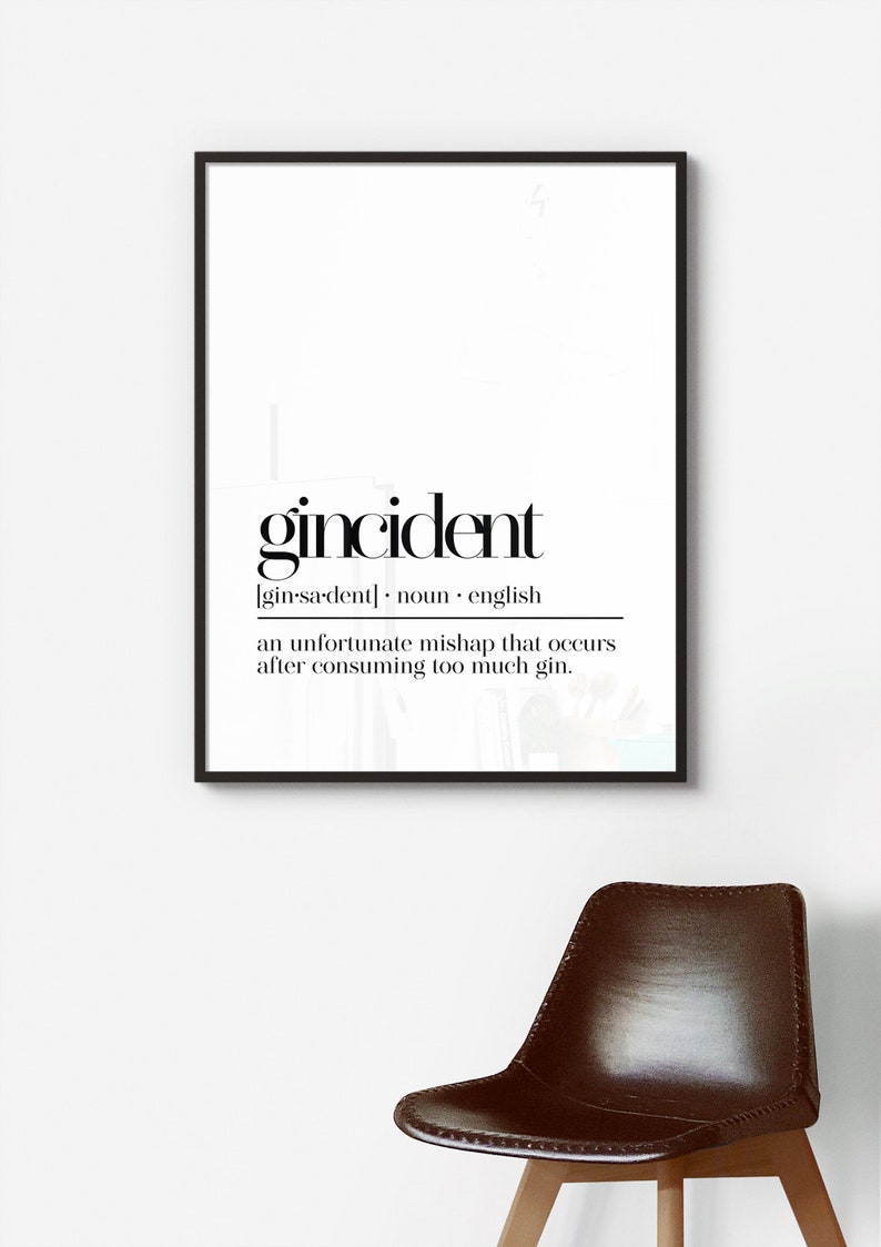 Bar Cart Decor Gincident Definition Gin Print Funny - Etsy