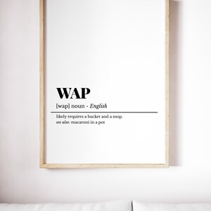 WAP Definition Print, Wap Art Print, Funny Home Decor, Wap Wall Art ...