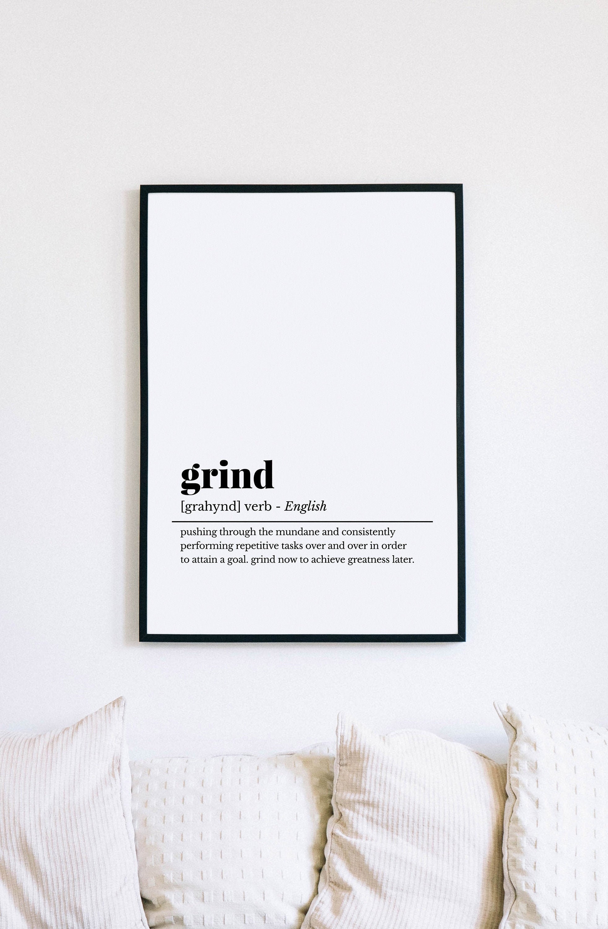 Grind Definition Print, Grind Poster, Grind Wall Art, Home Office Wall ...