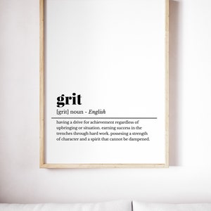 Grit Definition, Printable Wall Art, Grit Print, Grit Poster, Grit Wall ...