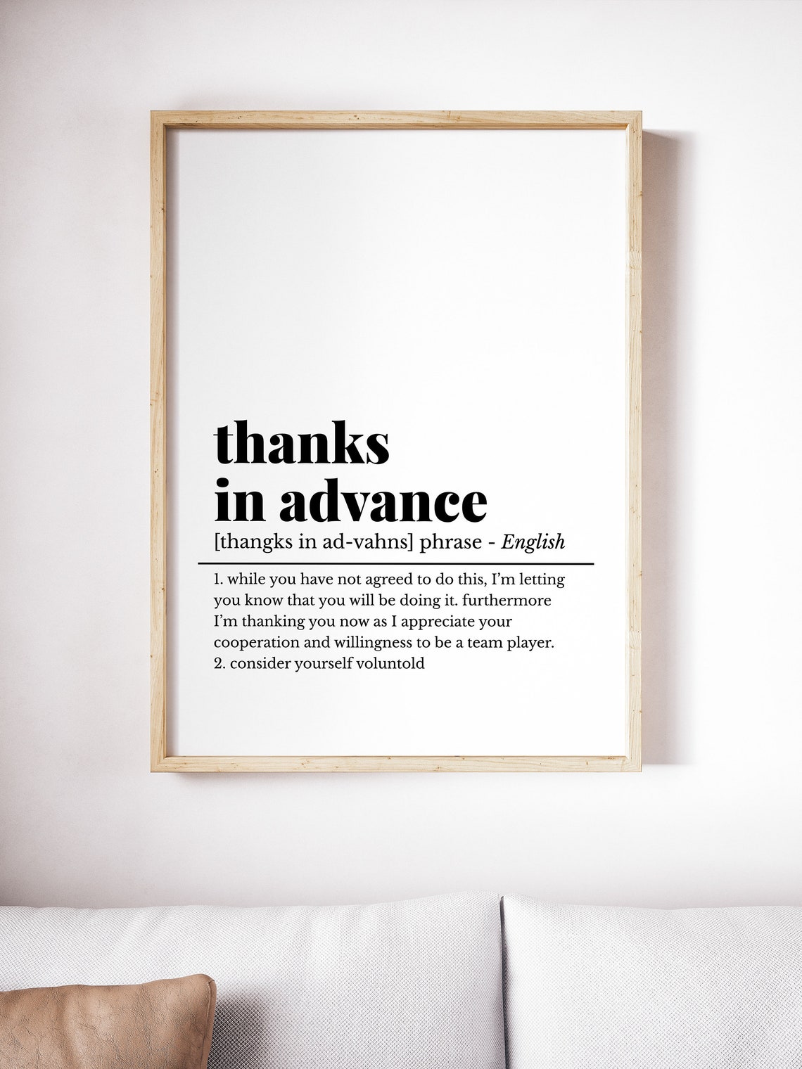 Home Office Decor Thanks in Advance Office Wall Art Work | Etsy