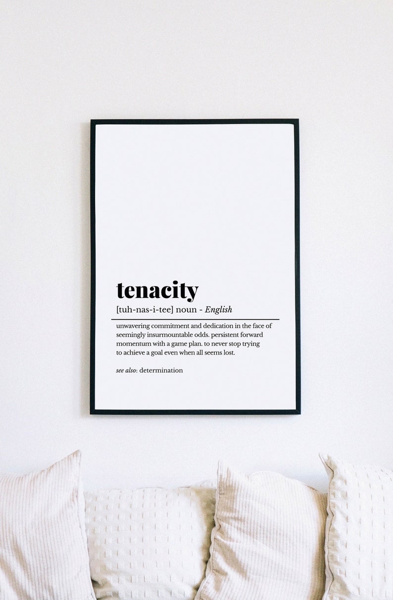 Tenacity Definition Print Motivational Poster Office Wall - Etsy