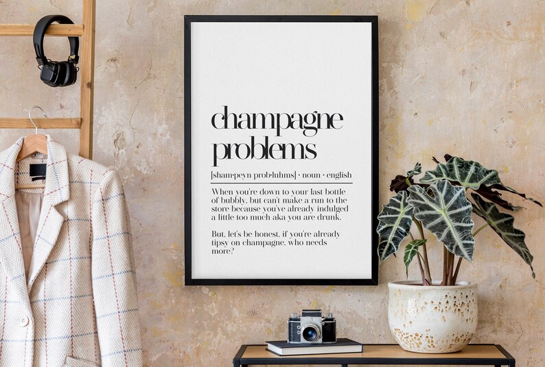 Champagne Problems Definition Print Champagne Wall Art Bar - Etsy