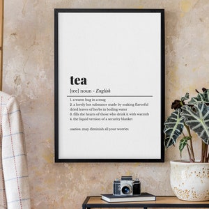 Tea Definition Print, Tea Lover Gift, Kitchen Printable Wall Art ...