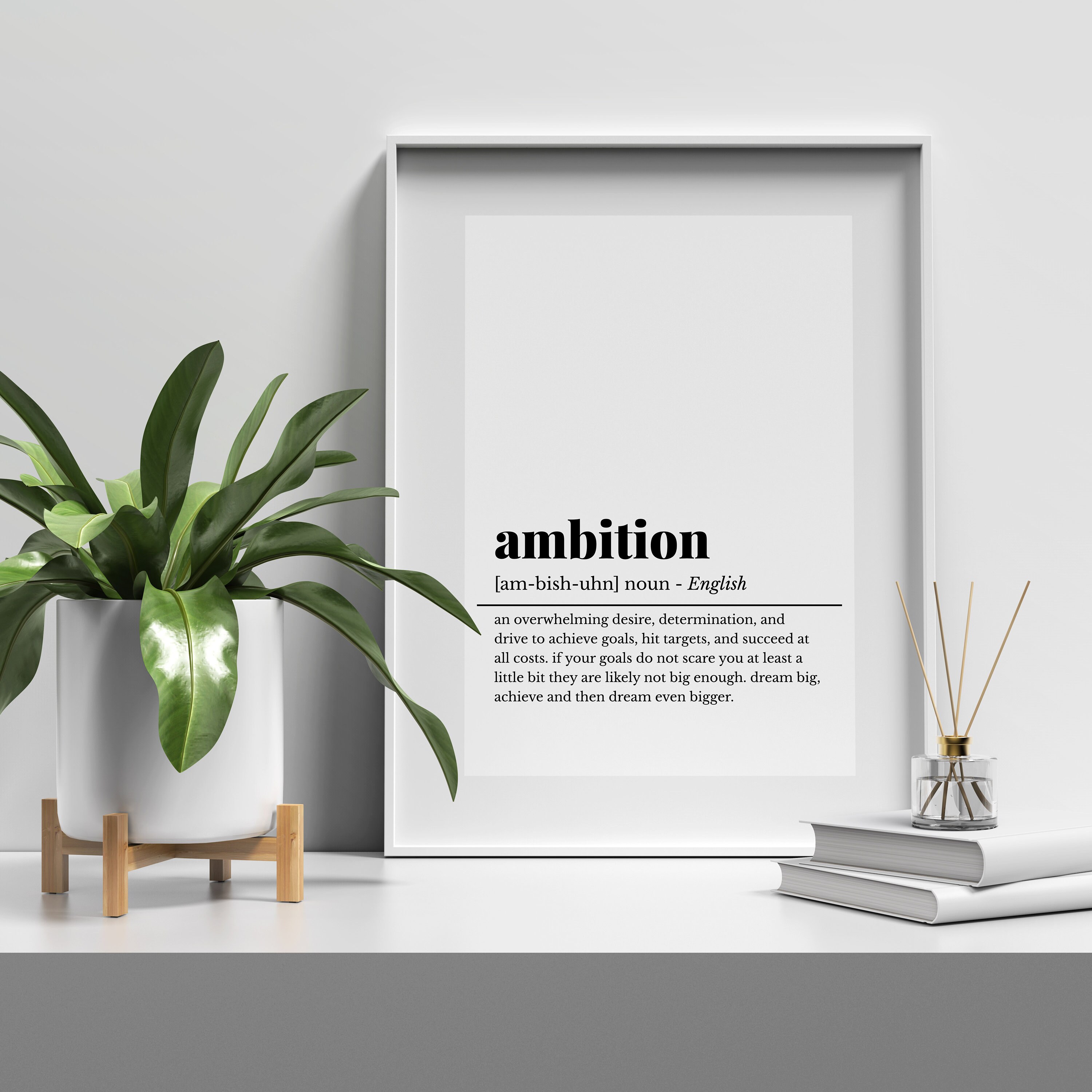 Ambition Definition Home Office Prints Motivational Prints | Etsy