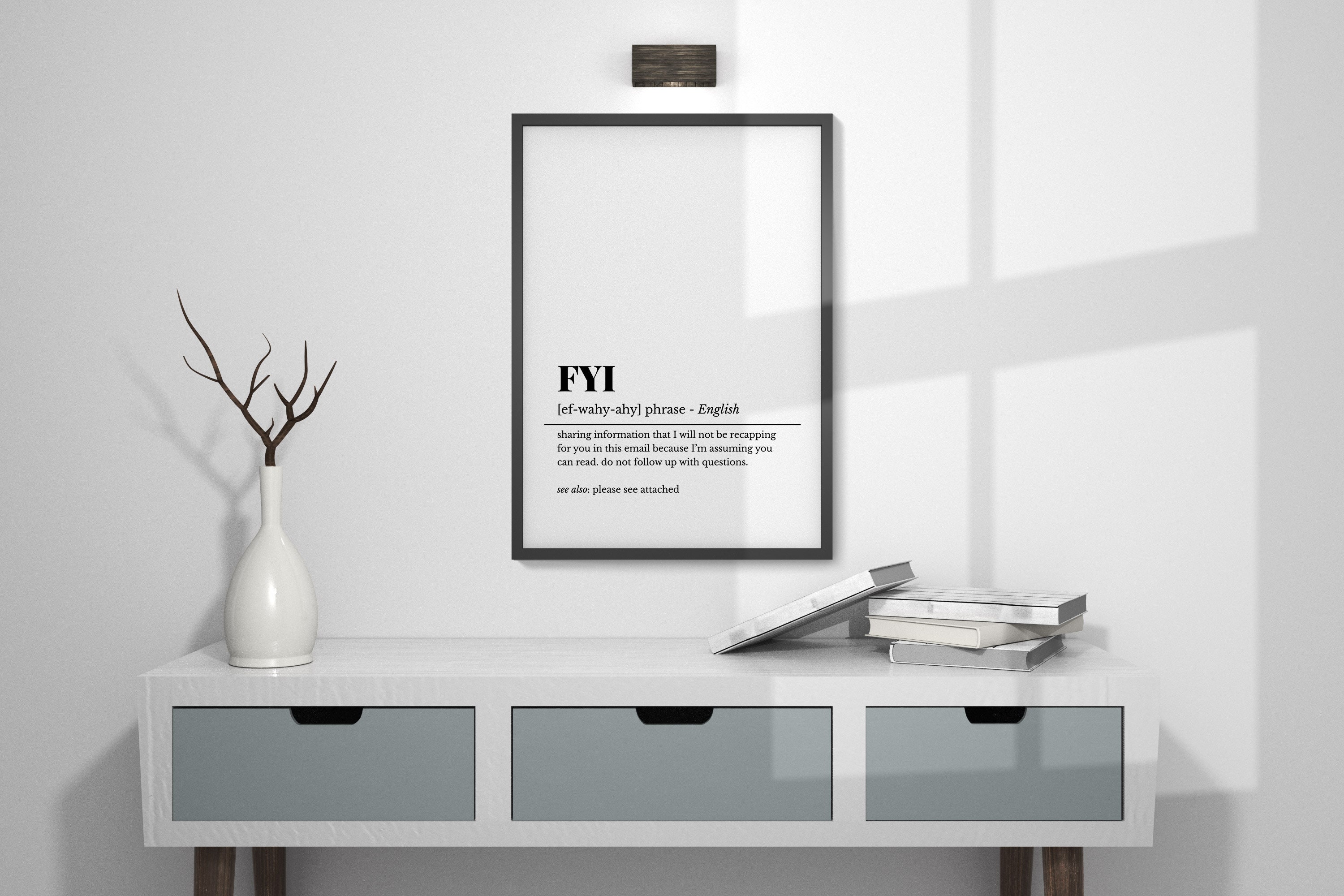 Funny Home Office Poster FYI Definition Print Home Office | Etsy