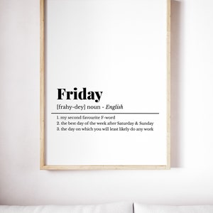 Funny Office Poster, Friday Definition Print, Office Wall Art, Home ...