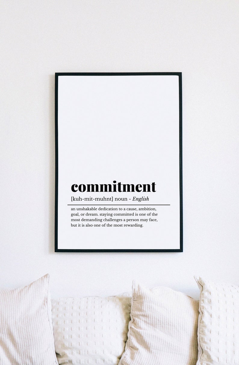 Commitment Definition Print Office Wall Art Printable Wall - Etsy