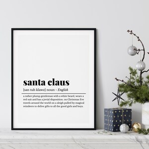 Santa Claus Definition Print, Christmas Wall Decor, Christmas Wall Art ...