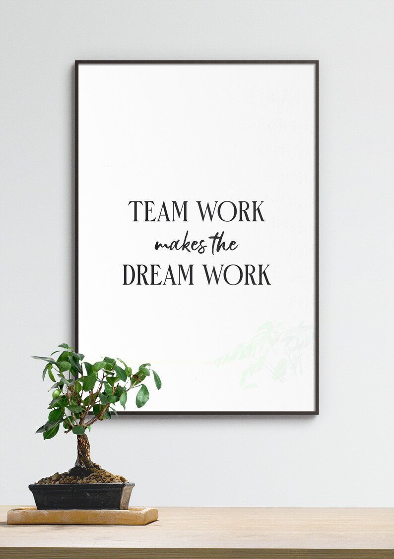 Cubicle Decor Team Work Makes the Dream Work Printable Wall - Etsy