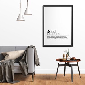 Grind Definition Print, Grind Poster, Grind Wall Art, Home Office Wall ...