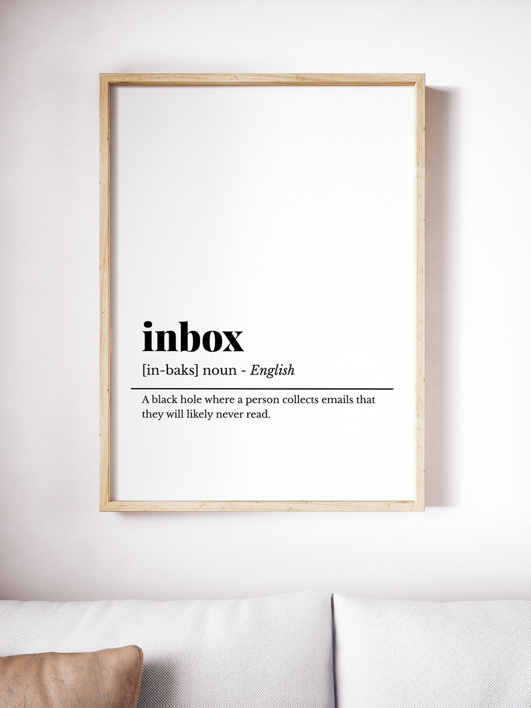 Funny Home Office Poster, Inbox Definition Print, Office Wall Art ...