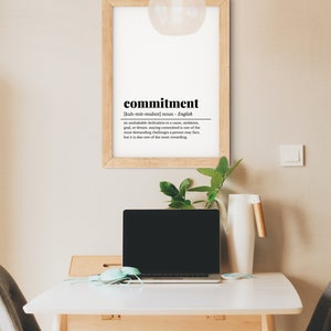 Commitment Definition Print, Office Wall Art, Printable Wall Art, Motivational Poster, Home ...