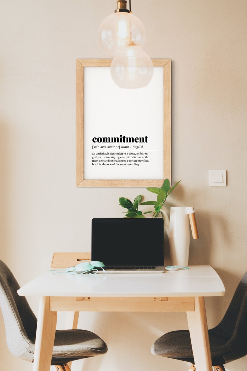 Commitment Definition Print Office Wall Art Printable Wall - Etsy