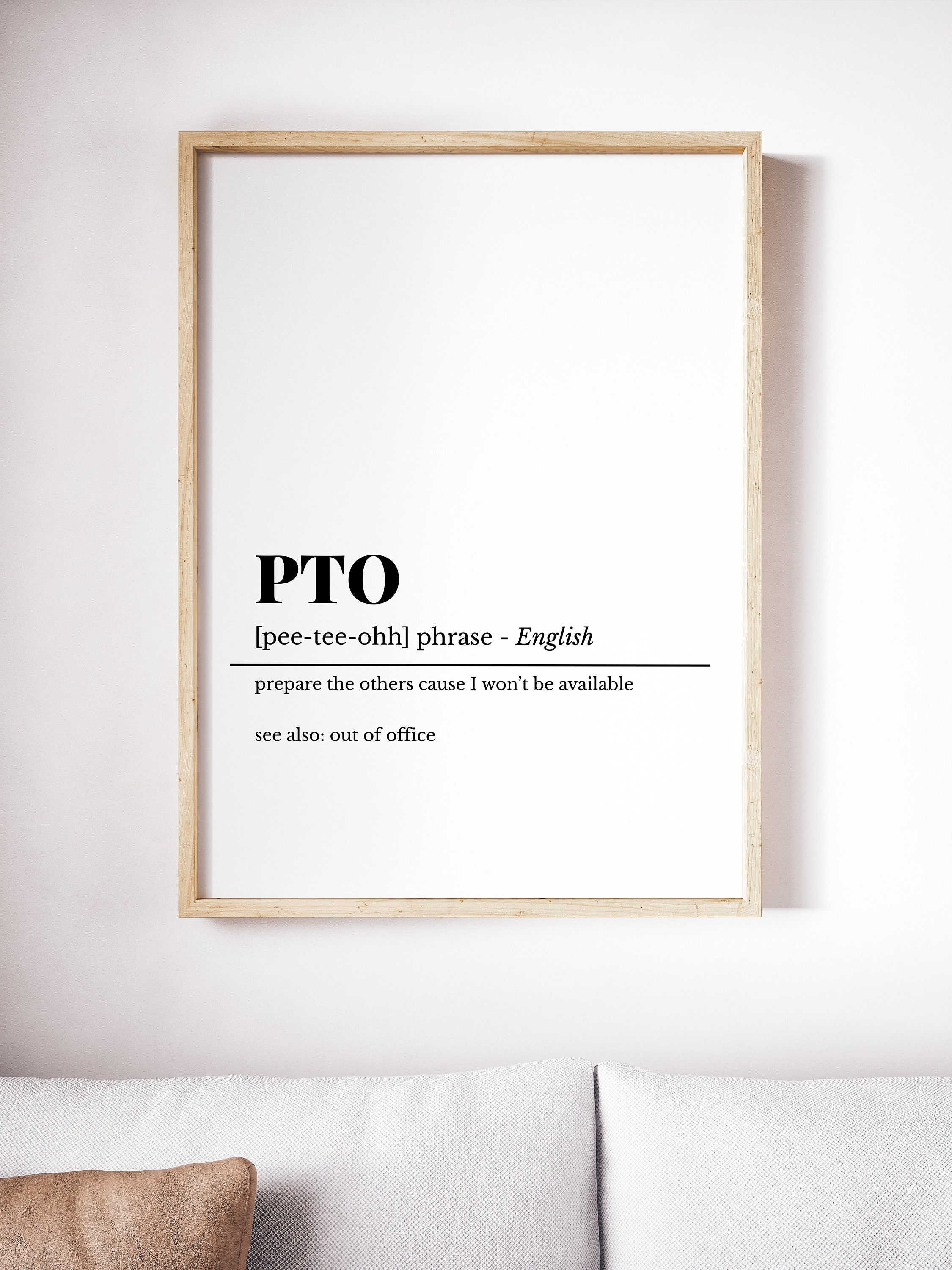 Definition Poster PTO Prepare the Others Work From Home Art - Etsy