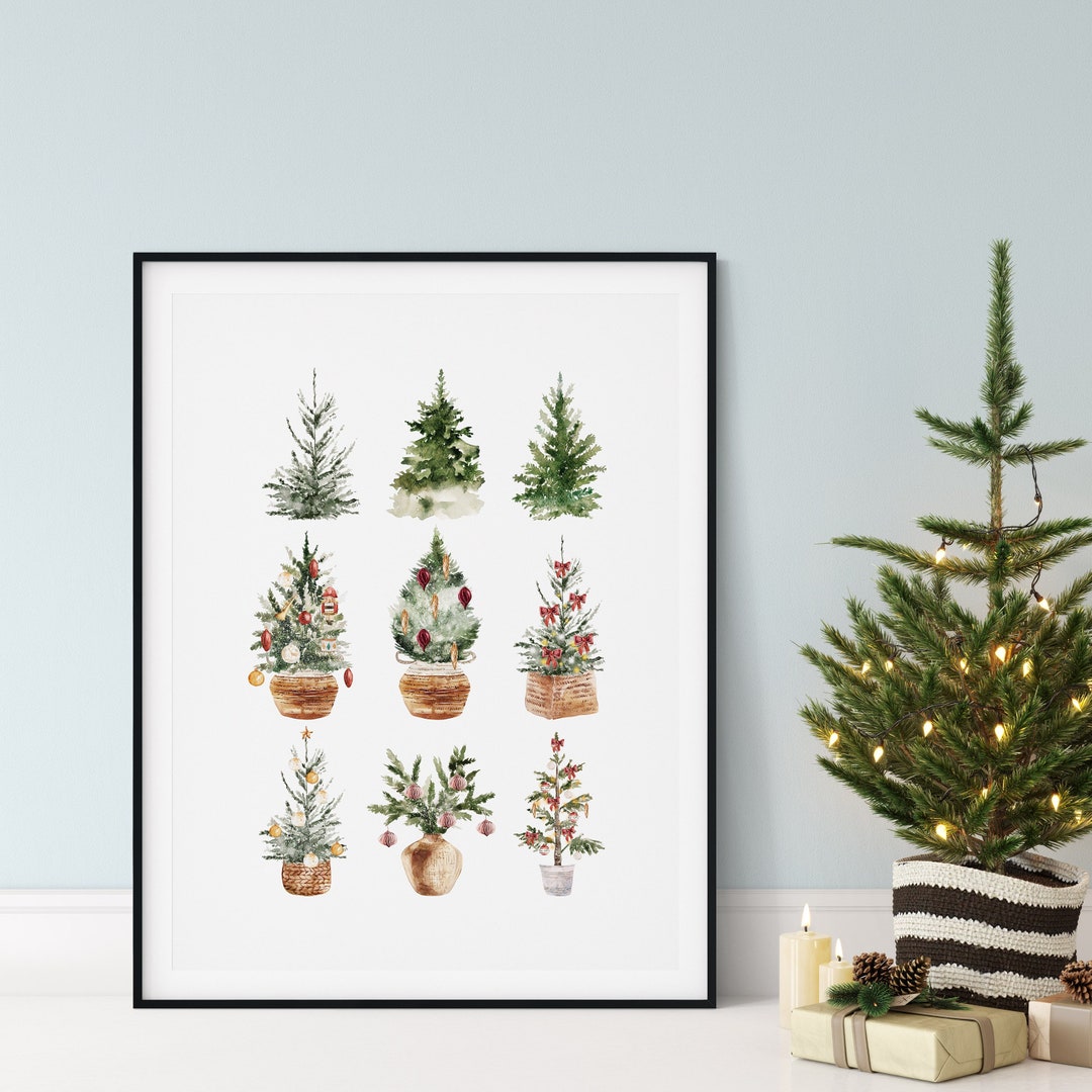 Christmas Trees Print, Christmas Wall Art, Christmas Printables ...