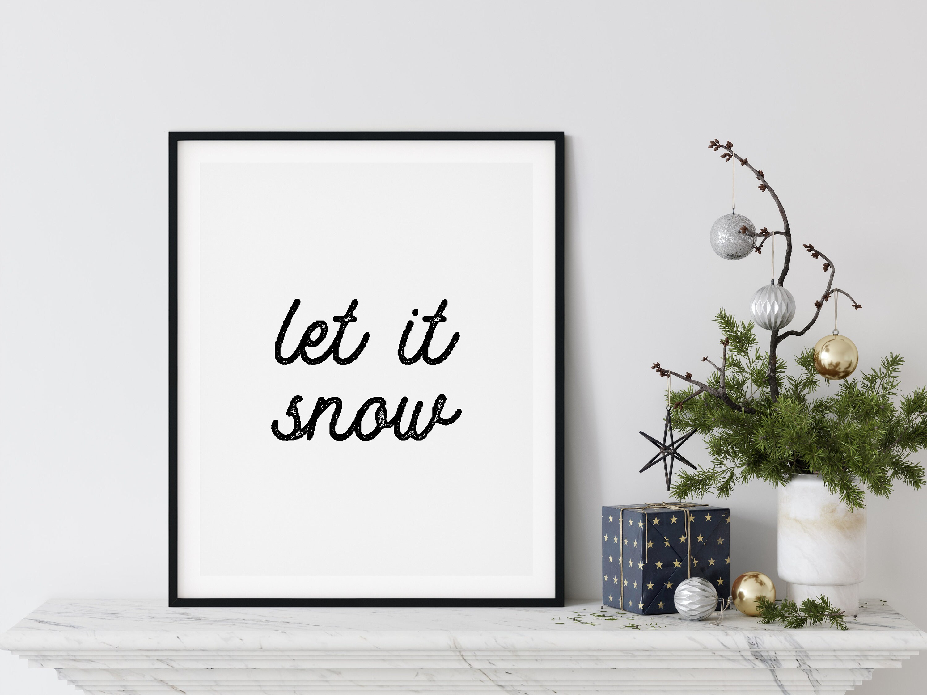 Christmas Printable Wall Art Let It Snow Print Christmas - Etsy