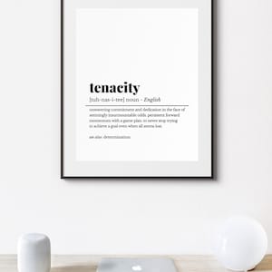 Tenacity Definition Print, Motivational Poster, Office Wall Art ...