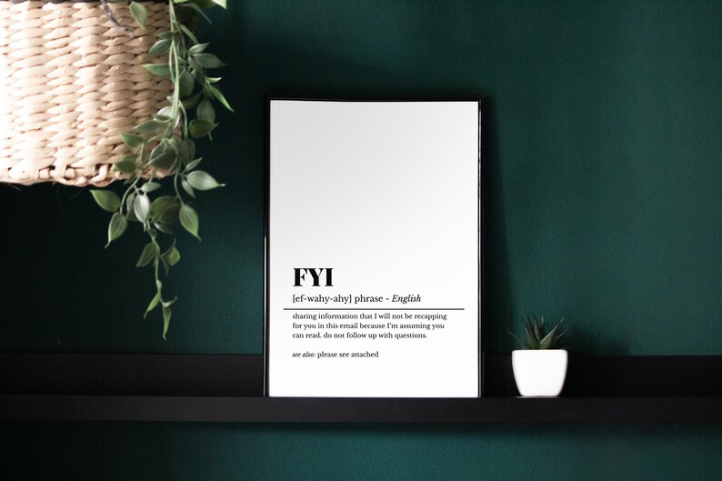 Funny Home Office Poster FYI Definition Print Home Office - Etsy
