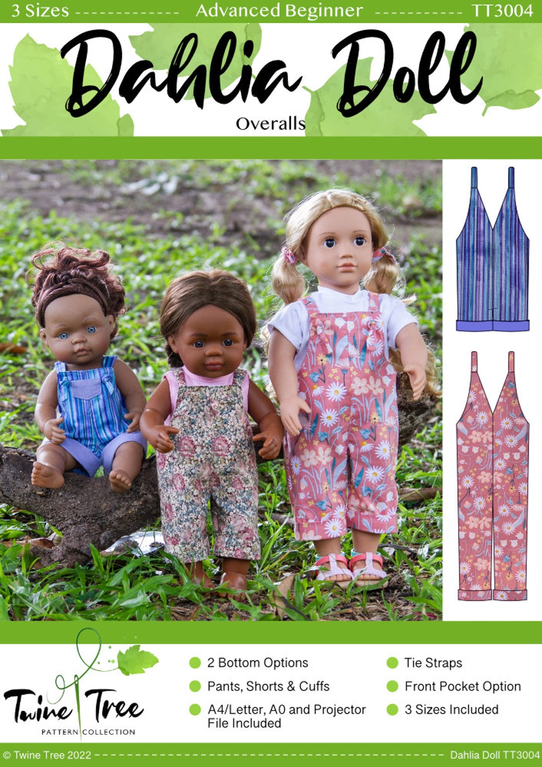 Doll Overalls 3 Sizes PDF Sewing Pattern - Etsy