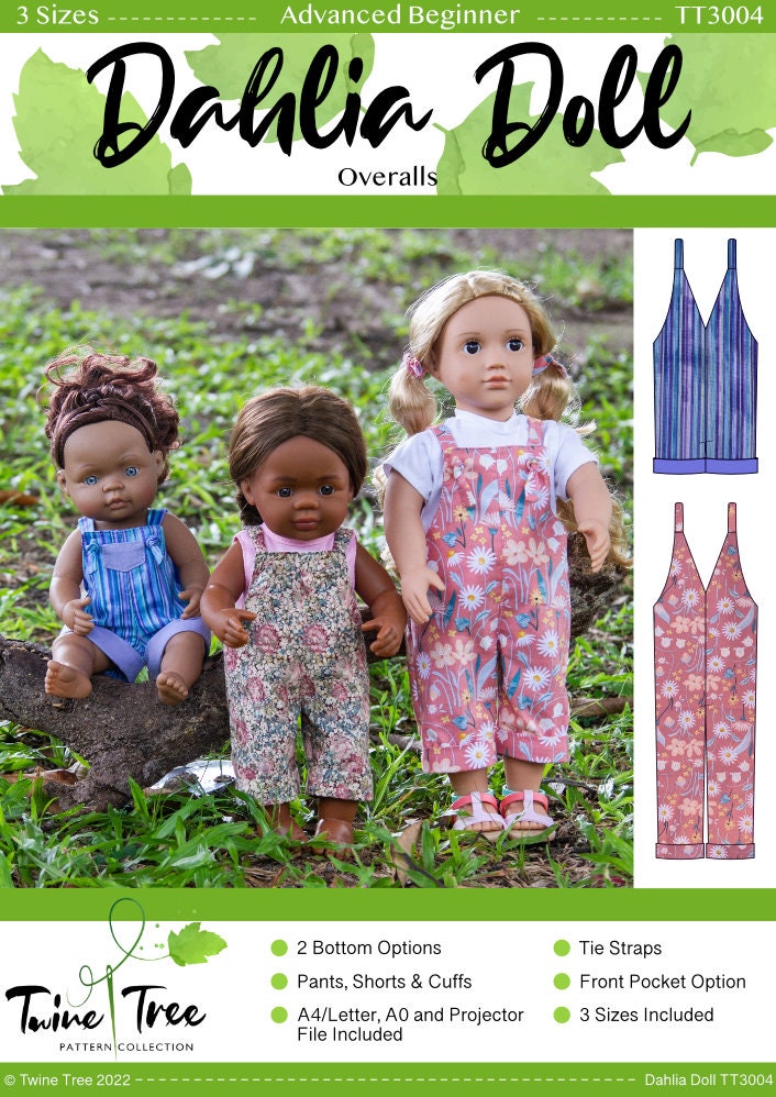 Doll Overalls 3 Sizes PDF Sewing Pattern - Etsy UK