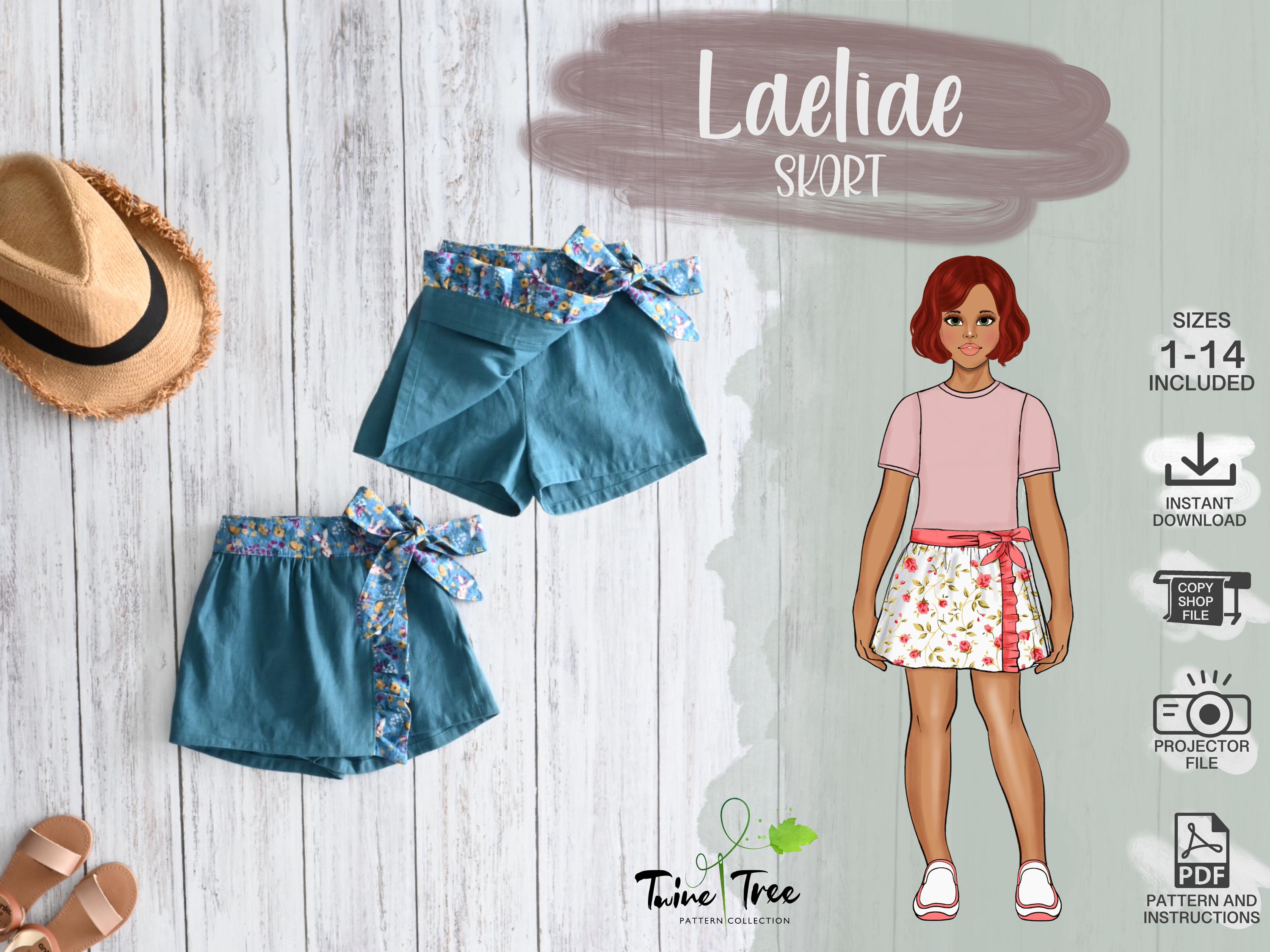 SKORT PDF Sewing Pattern Kids Sizes 1-14 - Etsy