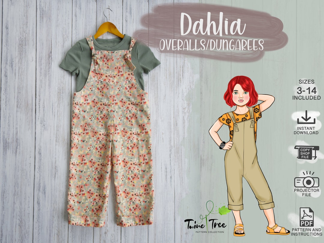 Kids Size 3-14 Overalls PDF Sewing Pattern - Etsy