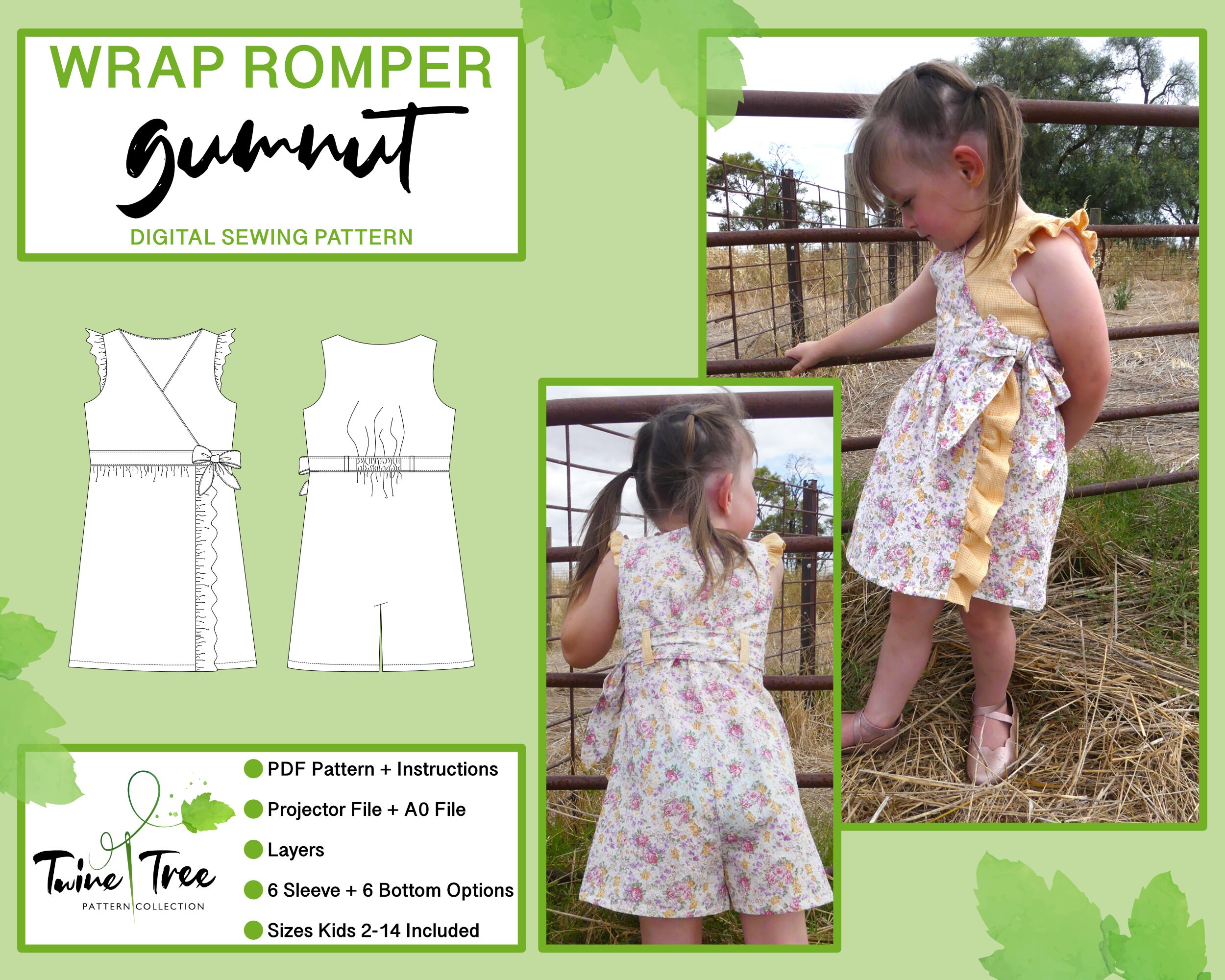 Wrap Romper & Dress PDF Sewing Pattern Kids Sizes 2-14 - Etsy