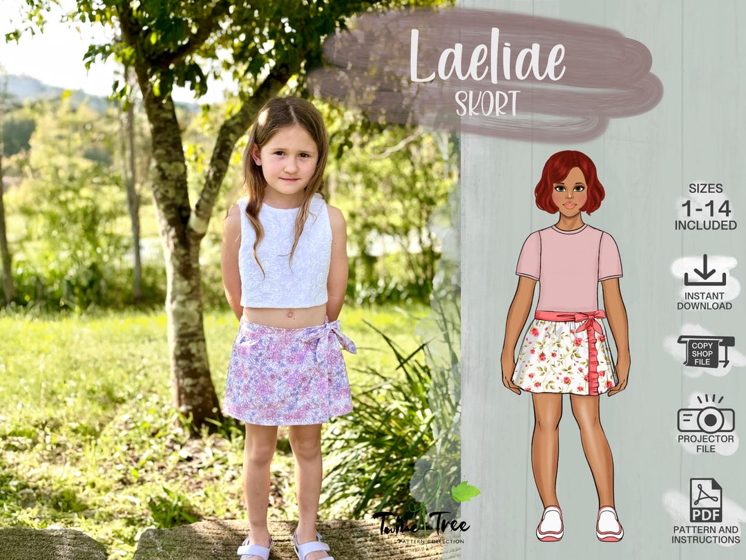 SKORT PDF Sewing Pattern Kids Sizes 1-14 - Etsy